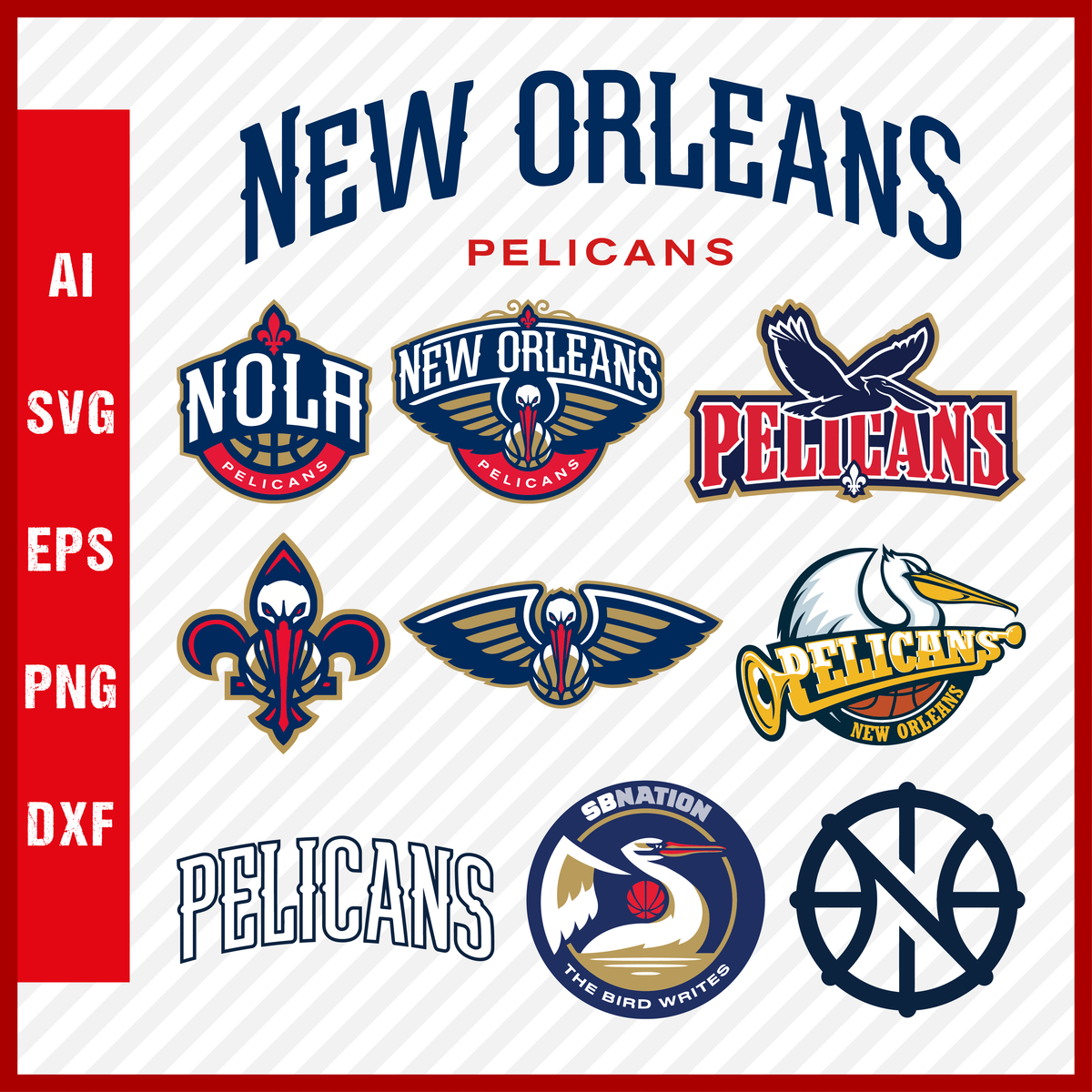 NBA New Orleans Pelicans Svg Cut Files Basketball Clipart Bundle ...