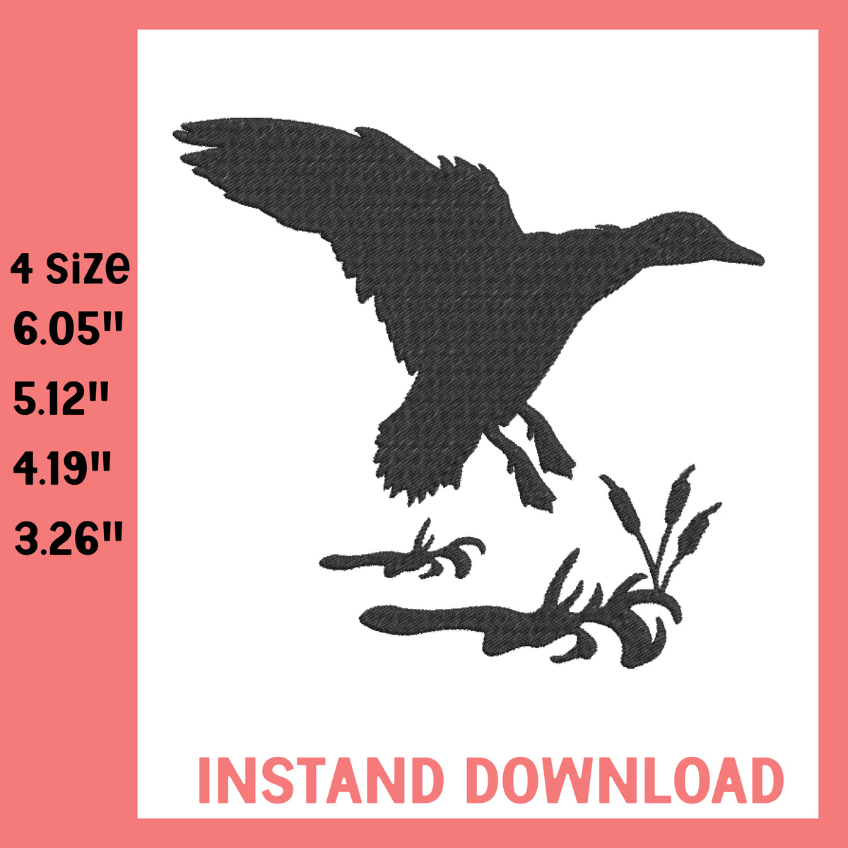 Cupped Duck Silhouette Embroidery design Machine Embroidery, Machine E ...