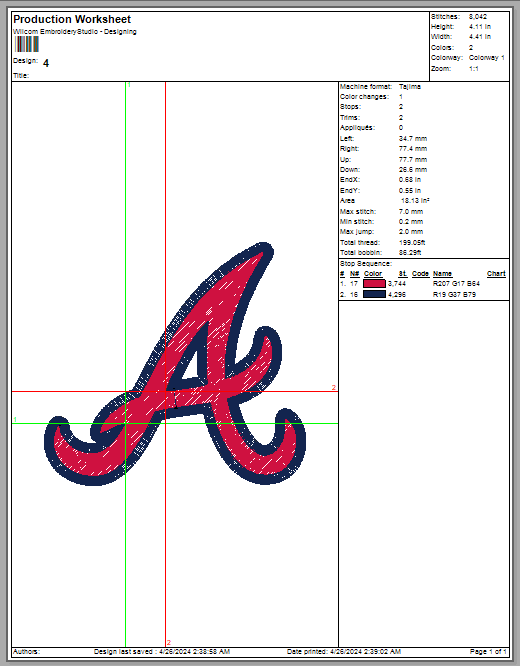 Atlanta Logo Embroidery MLB embroidery | Creative Design Maker ...