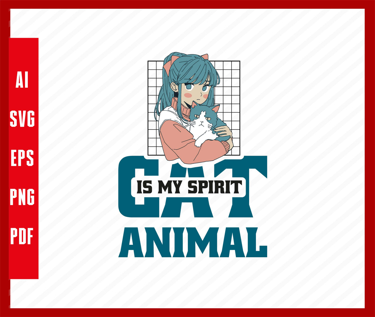 Cat Is My Spirit Animal Cat Pets Lover Funny Ghost T-Shirt Design Eps ...