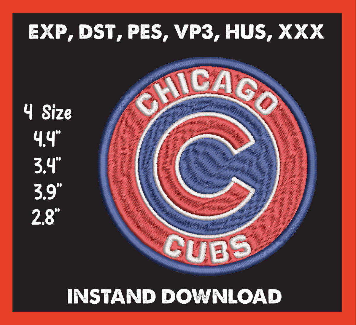 Chicago Cubs Embroidery, Mlb Embroidery, Machine Embroidery, 4 File si ...