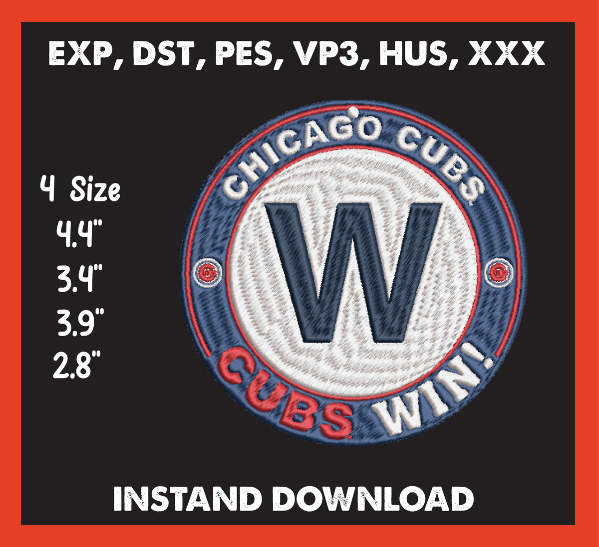 Chicago Cubs Embroidery, Mlb Embroidery, Machine Embroidery, 4 File si ...