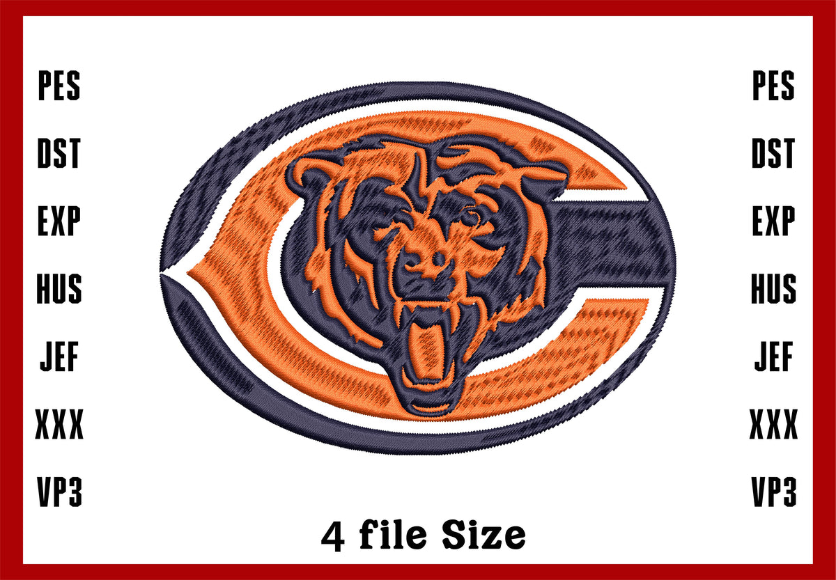 Chicago Bears Face Logo Embroidery Design, Chicago Bears NFL football ...