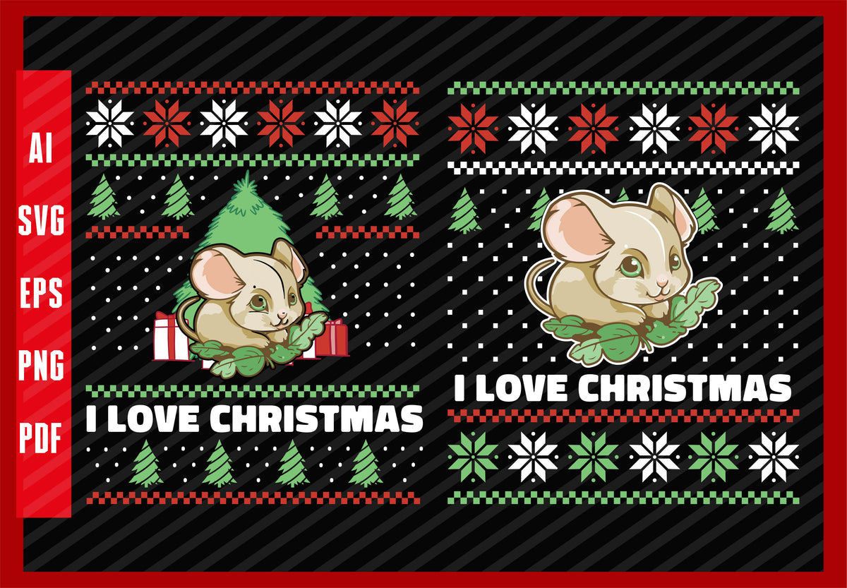 Dormouse Cute Animal Lover Funny Design, I Love Christmas T-Shirt Desi ...