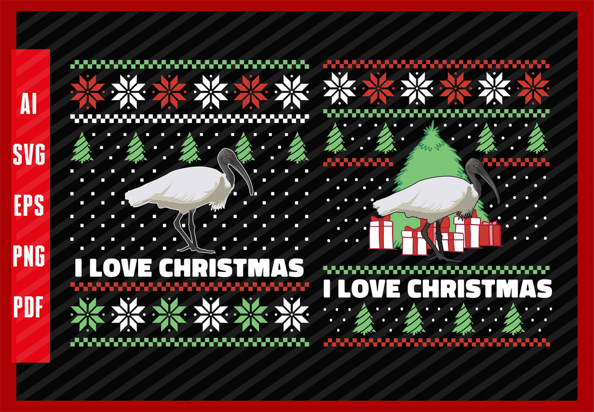 Moluccan Ibis Bird Lover Design, I Love Christmas T-Shirt Design Eps ...