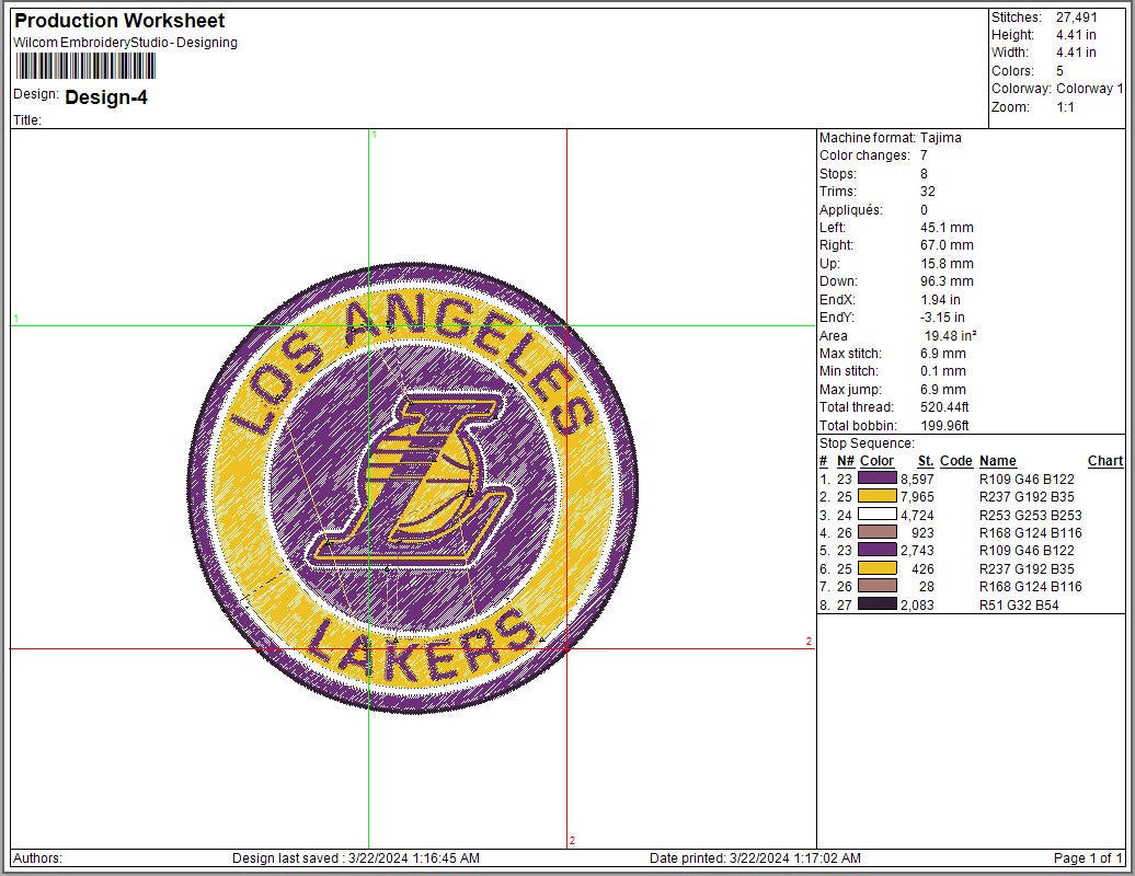 Los Angeles Lakers Logo Embroidery, NBA Basketball embroidery, Machine ...