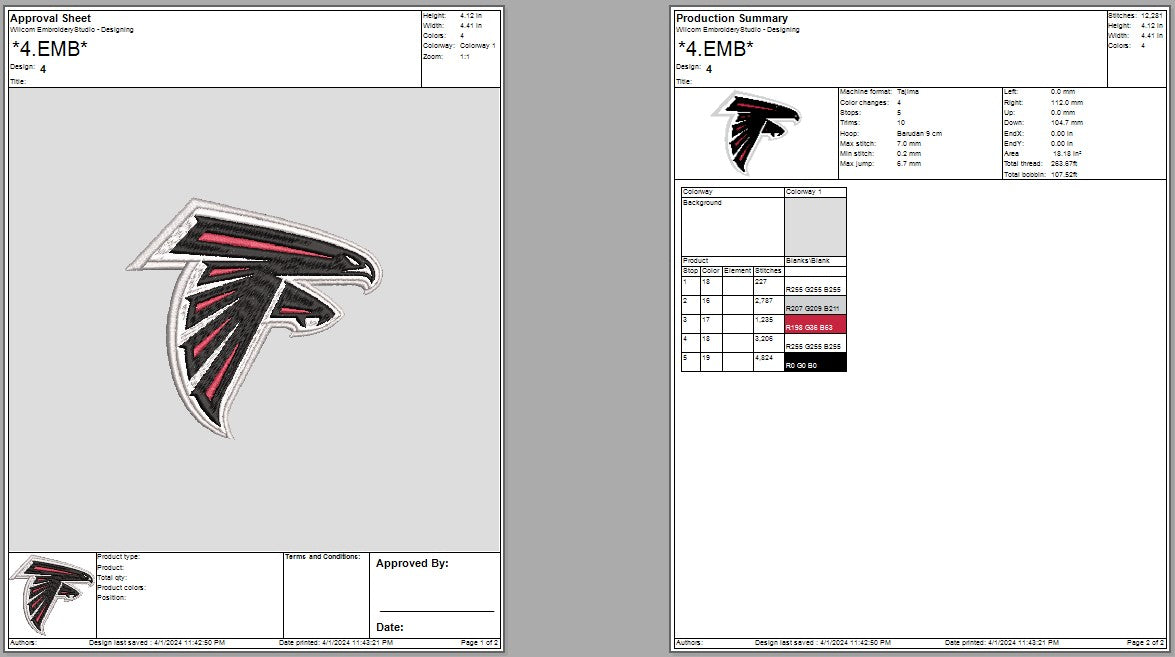 Atlanta Falcons Logo Embroidery, NFL football embroidery, Machine Embr ...