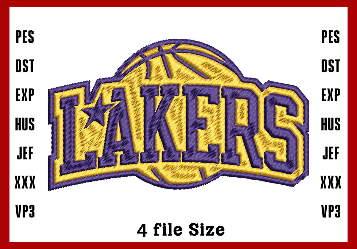 Los Angeles Lakers Logo Embroidery, NBA Basketball embroidery, Machine ...