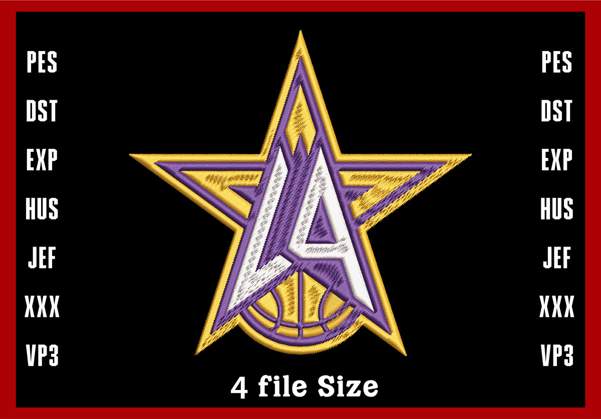 Los Angeles Lakers Logo Embroidery, NBA Basketball embroidery, Machine ...