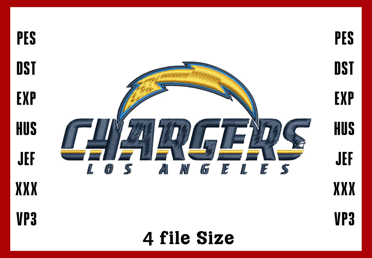 Los Angeles Chargers Logo Embroidery, NFL football embroidery, Machine ...