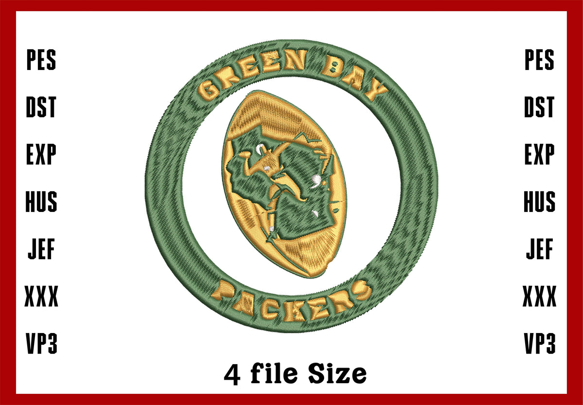 Green Bay Packers Logo Embroidery, NFL football embroidery, Machine Em ...
