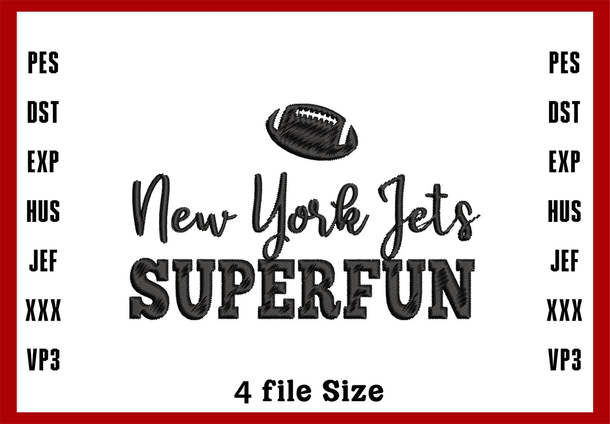 New York Jets Superfan Logo Embroidery, NFL football embroidery, Machi ...