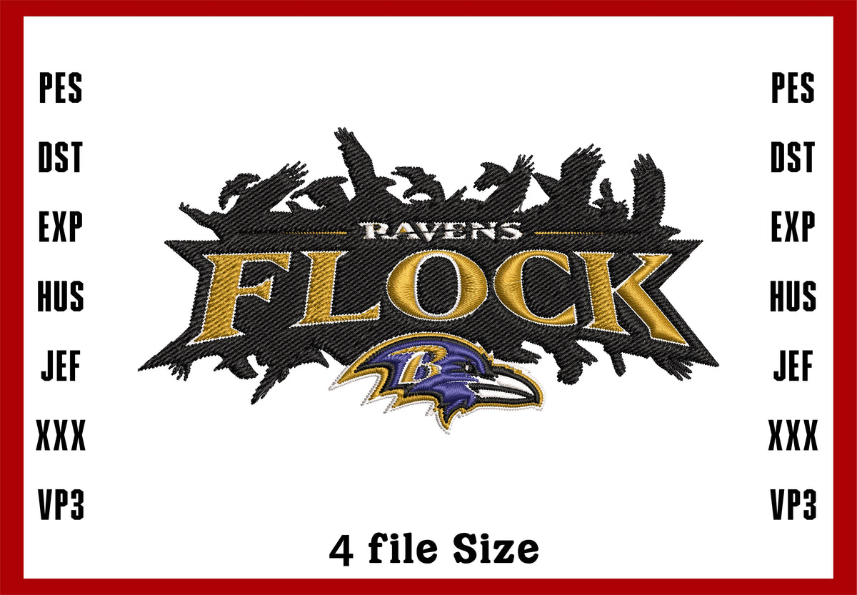 Baltimore Ravens Logo Embroidery, NFL football embroidery, Machine Emb ...