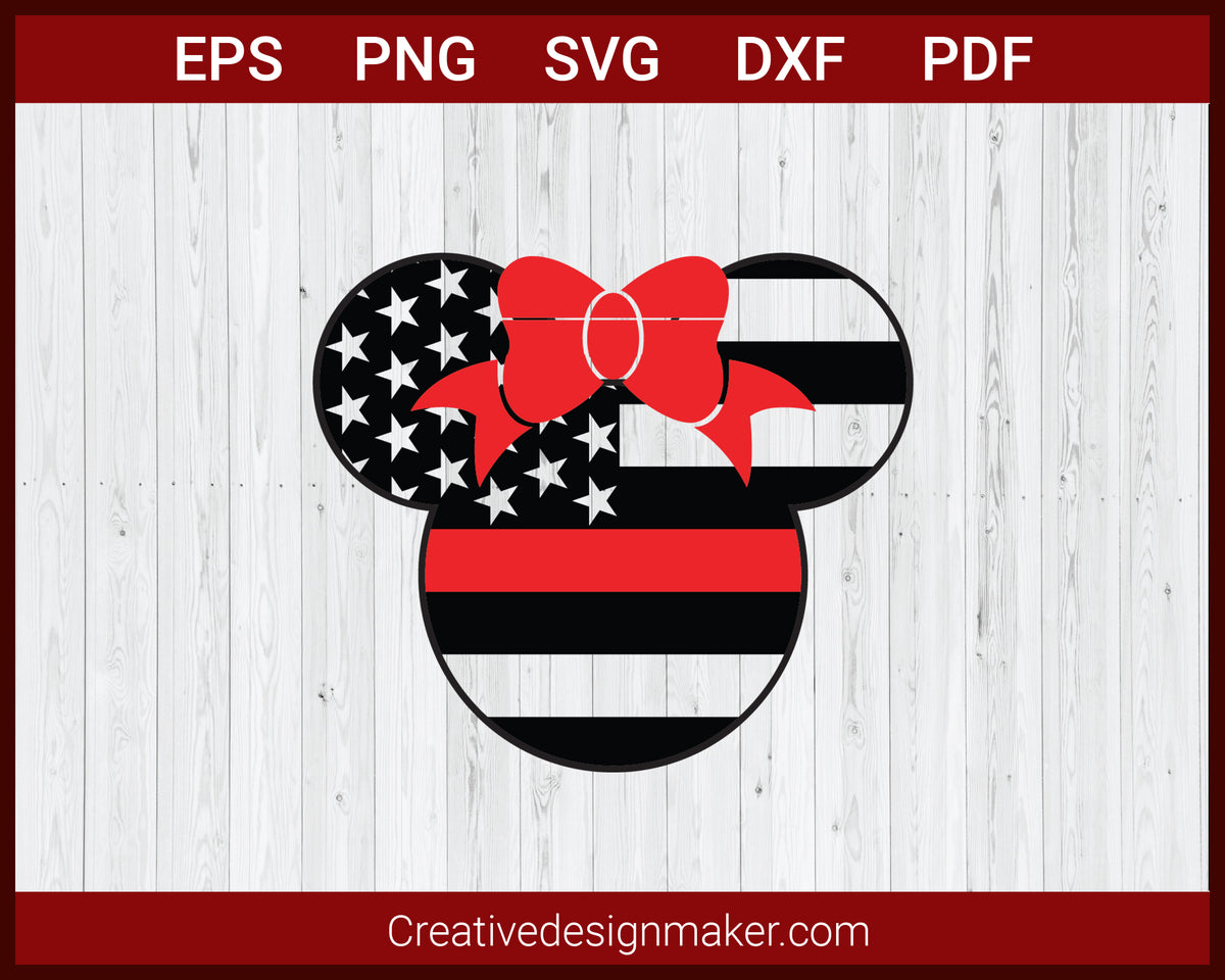 Minnie Mouse American Flag SVG Cricut Silhouette DXF PNG EPS Cut File ...