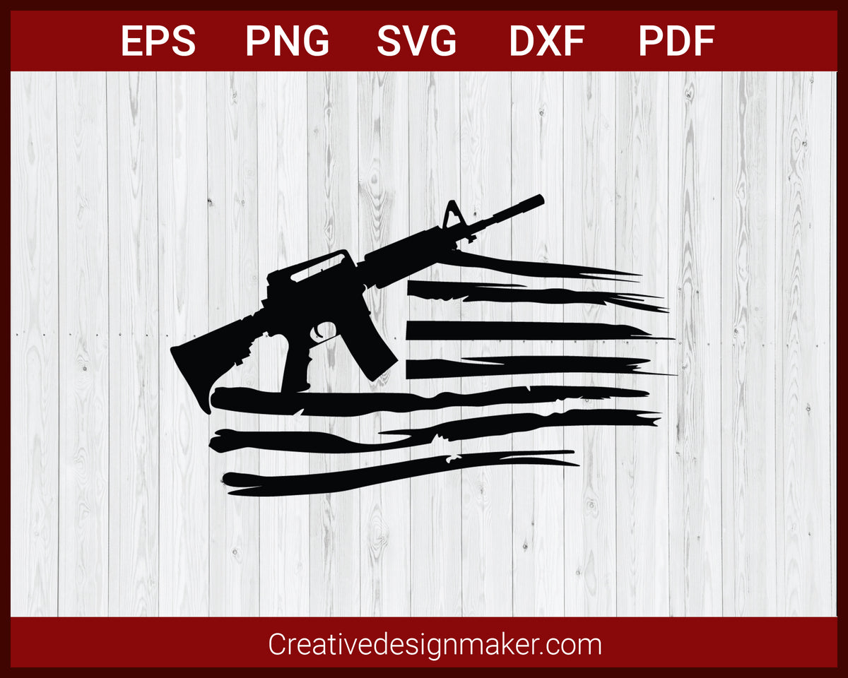 Distressed Rifle Flag Svg