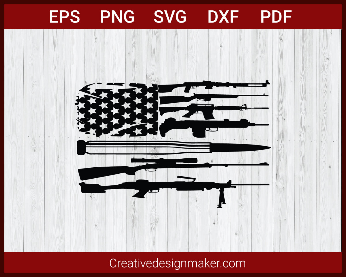 USA Guns Weapons Flag Rifles Stripes Armed America SVG Cricut ...