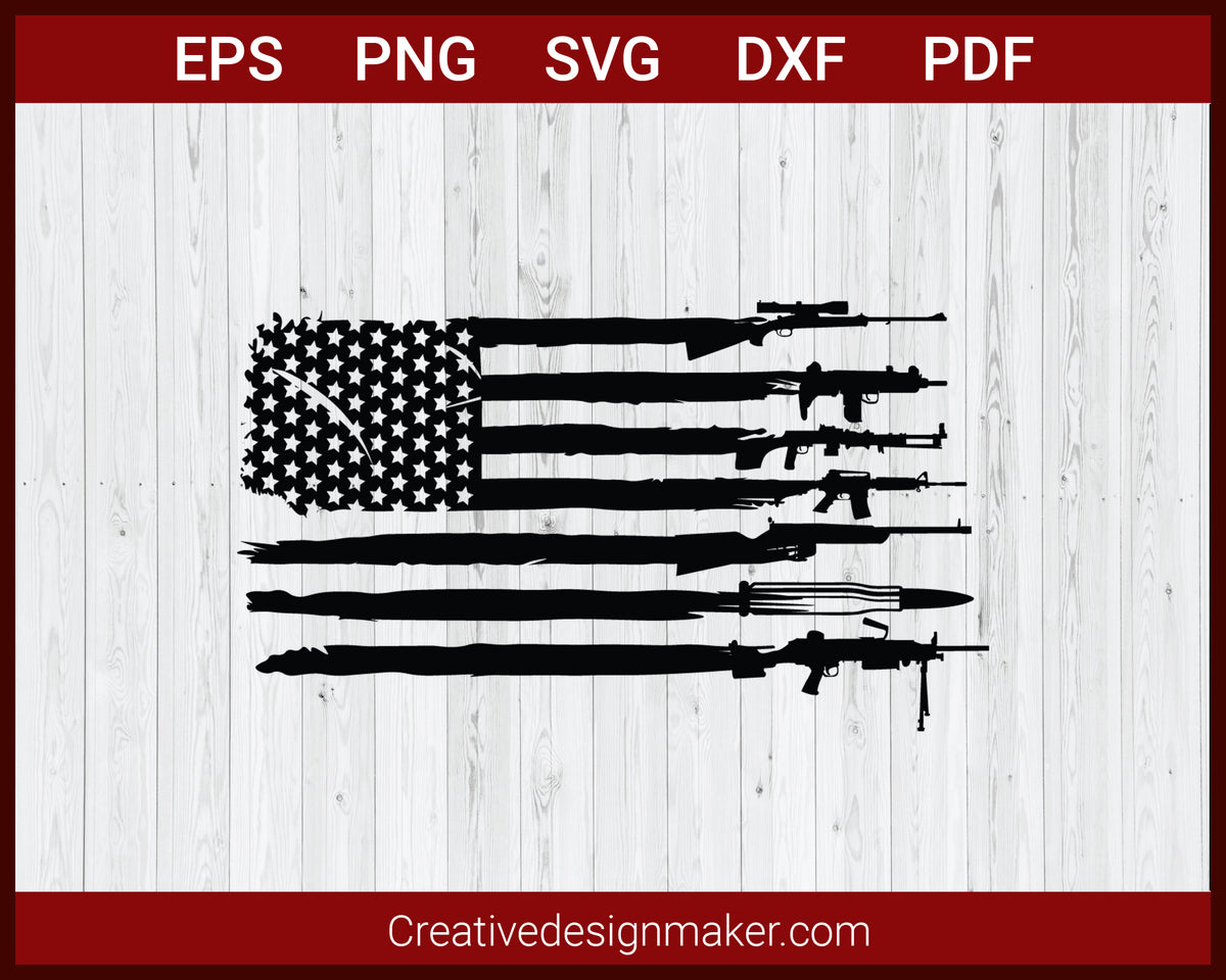 USA Guns Weapons Flag Rifles Stripes Armed America SVG Cricut ...