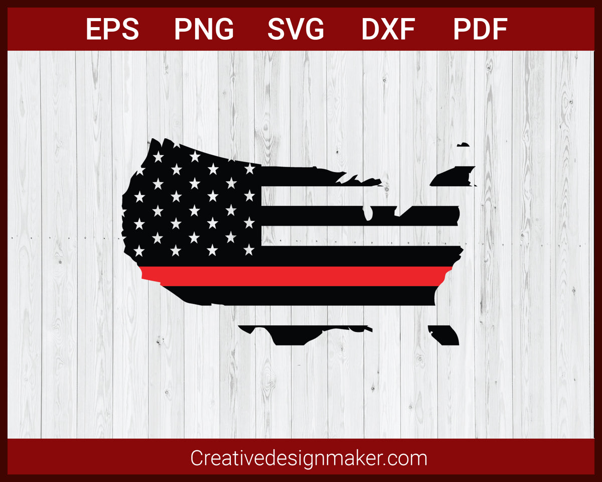 US Flag with the Red Stripe, American Firefighter SVG Cricut Silhouett ...