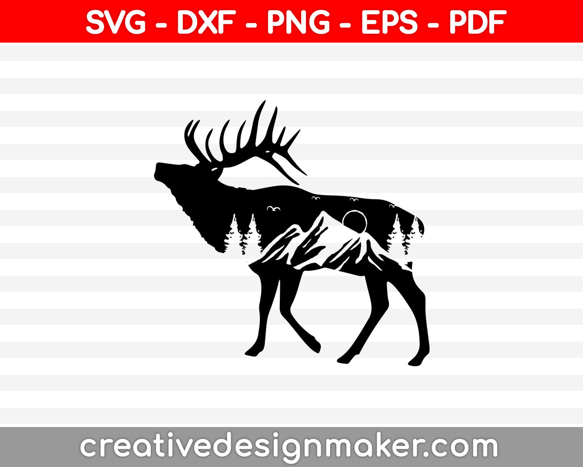 Mountain Range Deer SVG PNG Cutting Printable Files – Creativedesignmaker