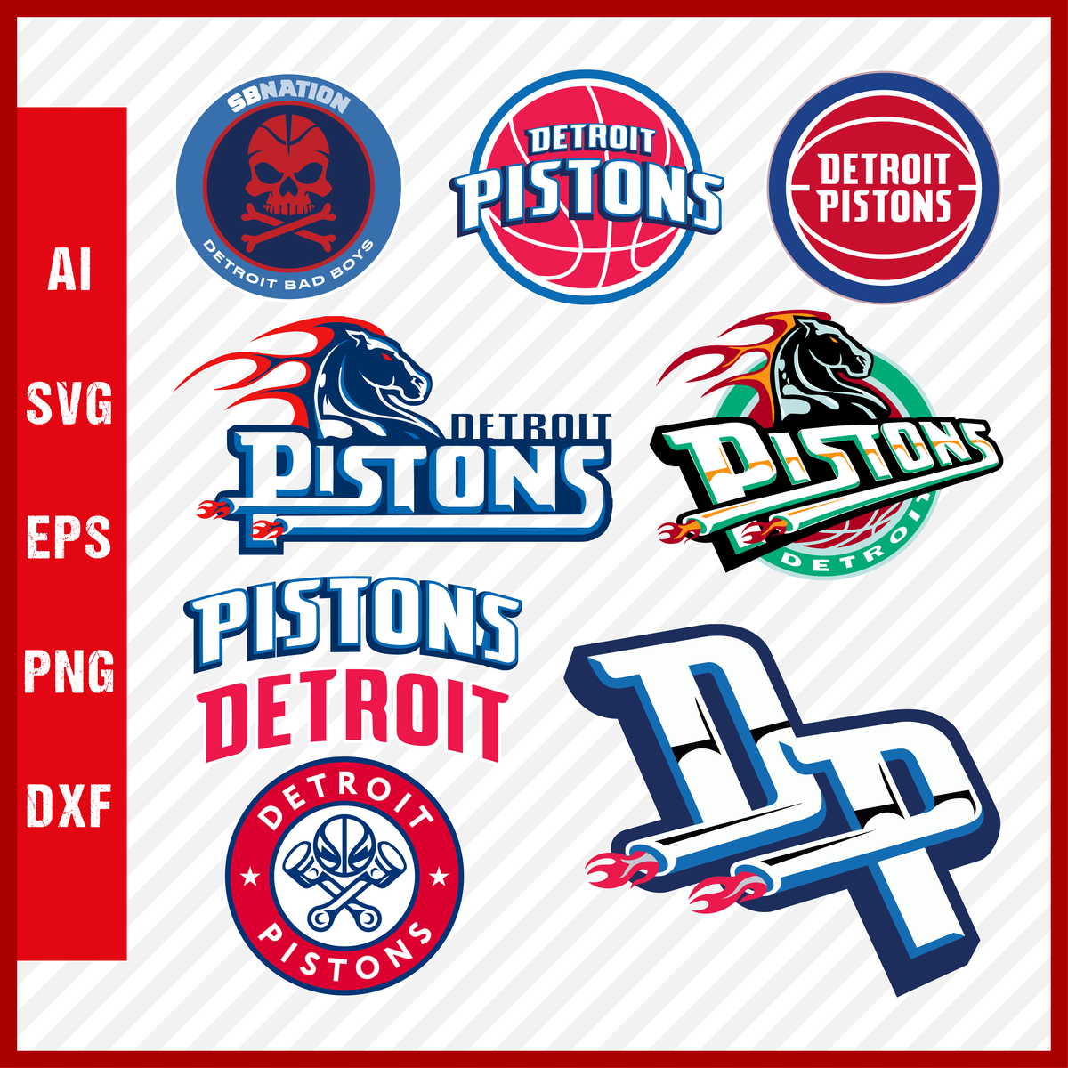 NBA Detroit Pistons Basketball Team Svg Cut Files Basketball Clipart B ...