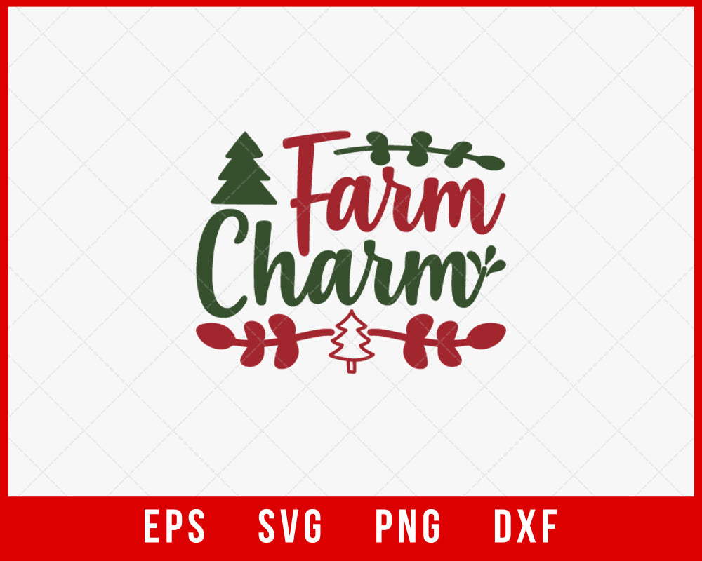 Farm Charm Christmas Farmhouse Sign SVG | Creative Design Maker ...