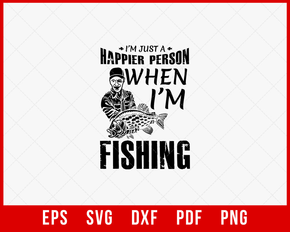 I'm Just a Happier Fishing T-shirt Design | Creative Design Maker ...