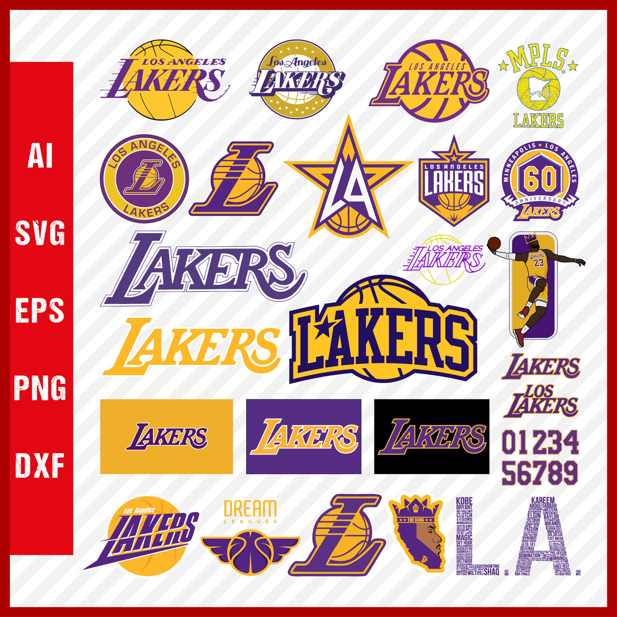 NBA Los Angeles Lakers Svg Cut Files Basketball Clipart Bundle ...