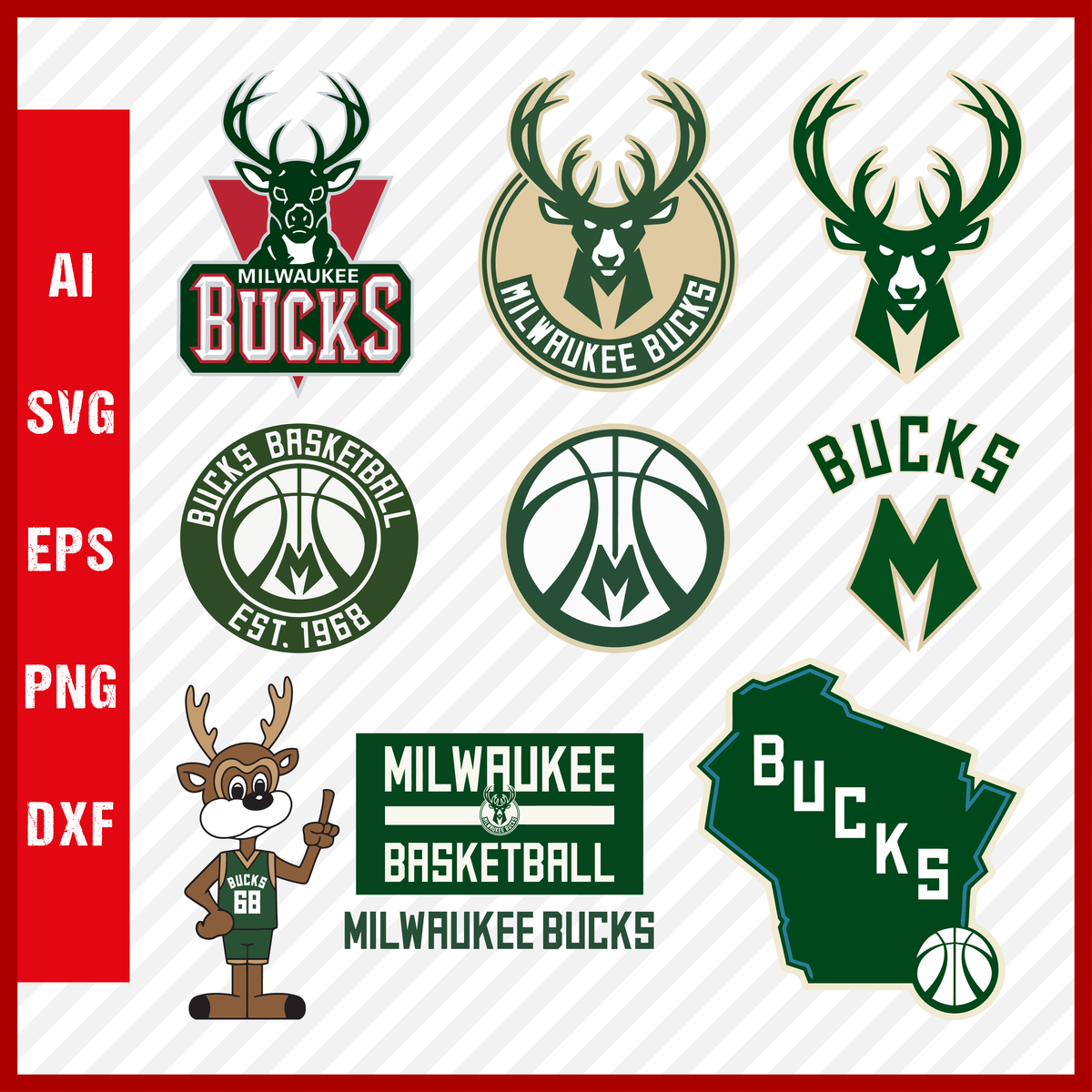 NBA Milwaukee Bucks Svg Cut Files Basketball Clipart Bundle ...