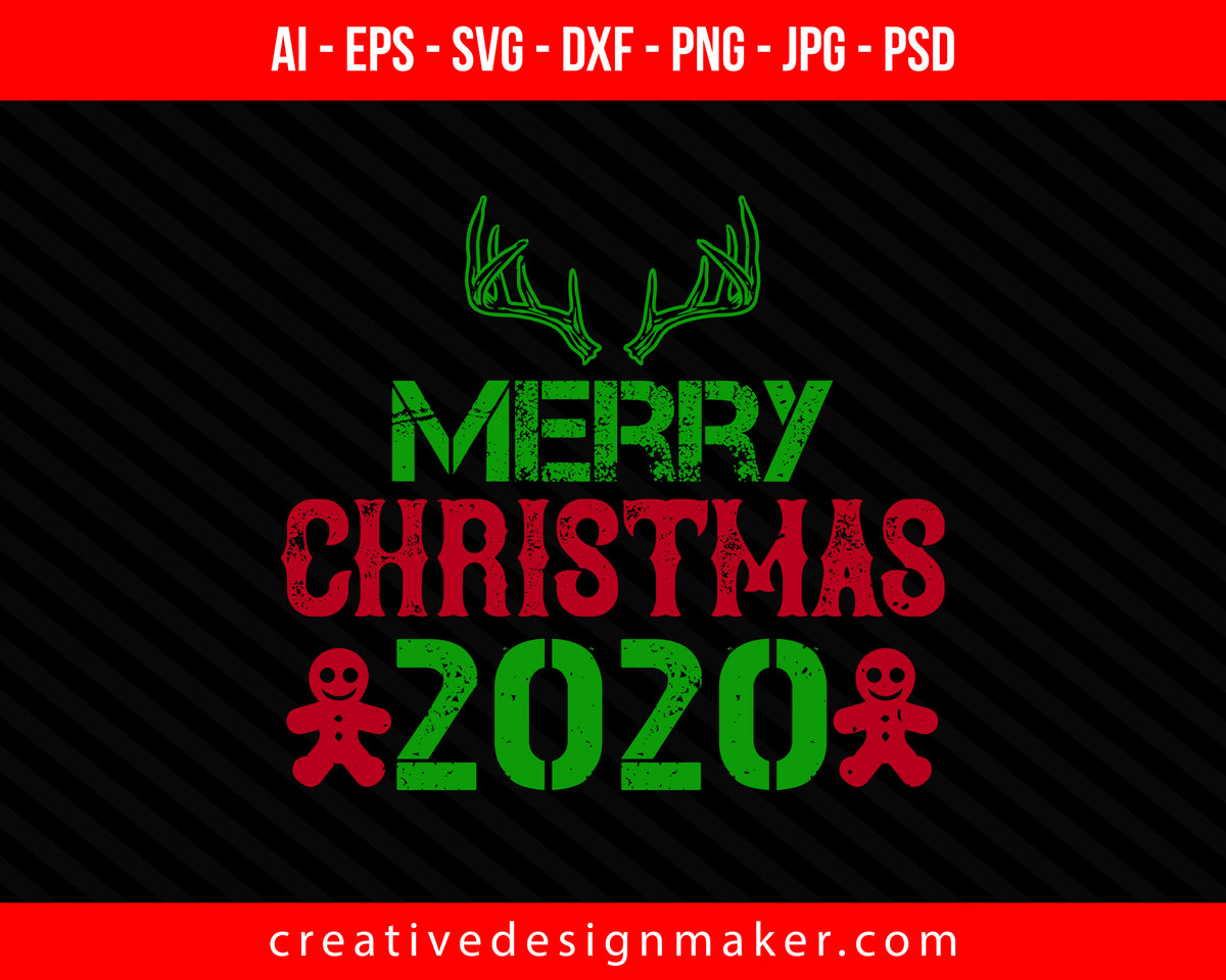 merry christmas 2020 Print Ready Editable T-Shirt SVG Design ...