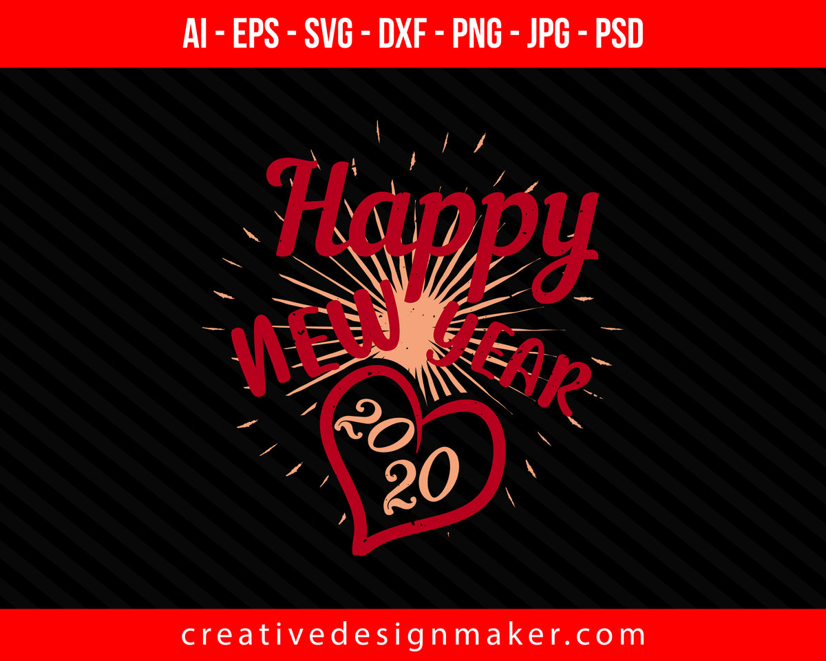 Happy new year 2020 Christmas Print Ready Editable T-Shirt SVG Design ...