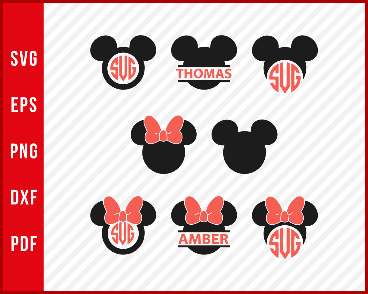 Mickey Monogram Disney svg Silhouette Design Cut Files ...